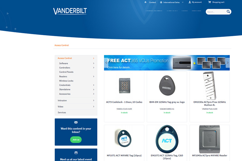 Systèmes de sécurité. Vanderbilt lance sa nouvelle boutique en ligne ...