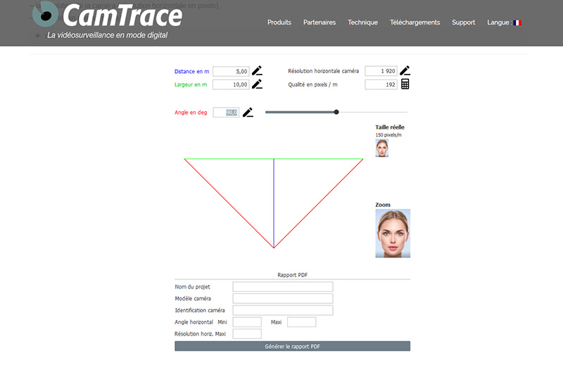 Vidéosurveillance. CamTrace, calculateur pour choisir vos caméras - Non ...